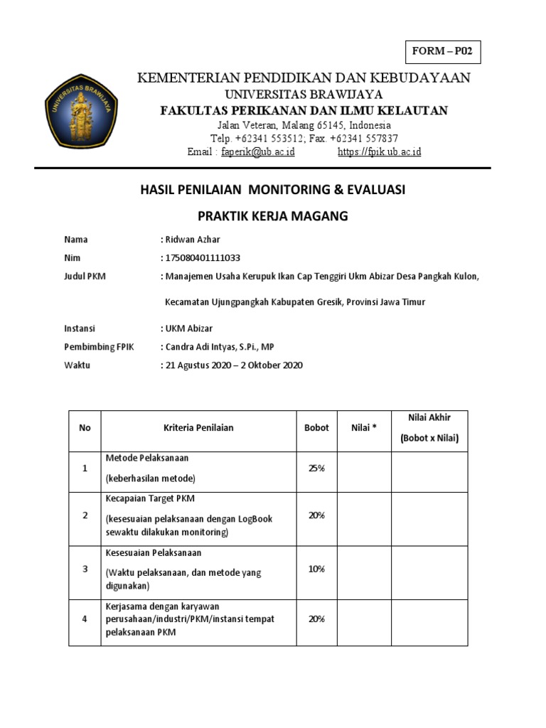 Form Penilaian PKM | PDF