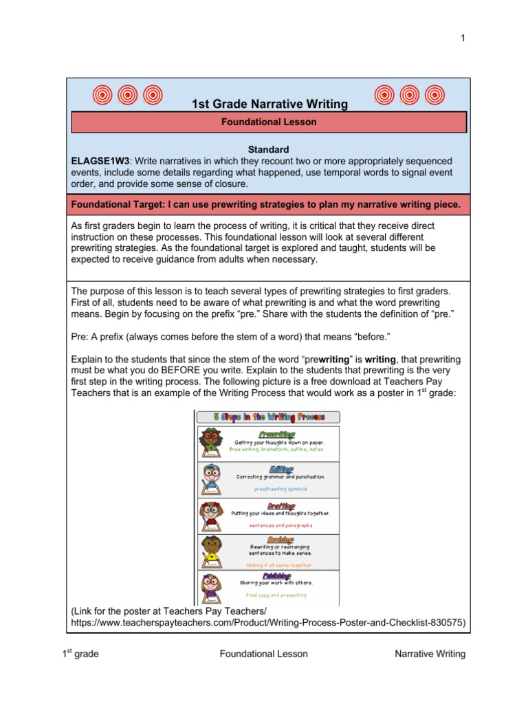 1st Grade Narrative Writing Strategies | PDF | Brainstorming | Pedagogy