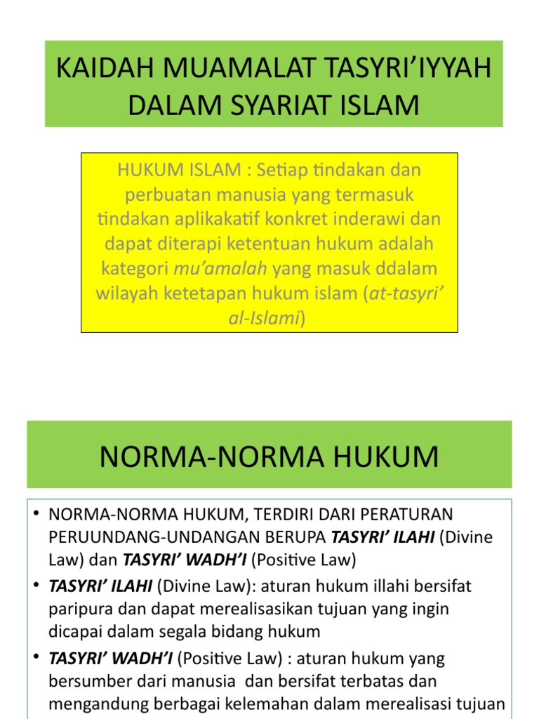 Kaidah Muamalat Tasyri'iyyah Dalam Syariat Islam | PDF