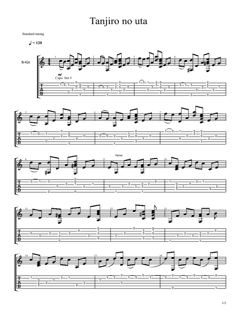 Guitar Tabs for Tanjiro no Uta | PDF | Necked Lutes | European Musical ...
