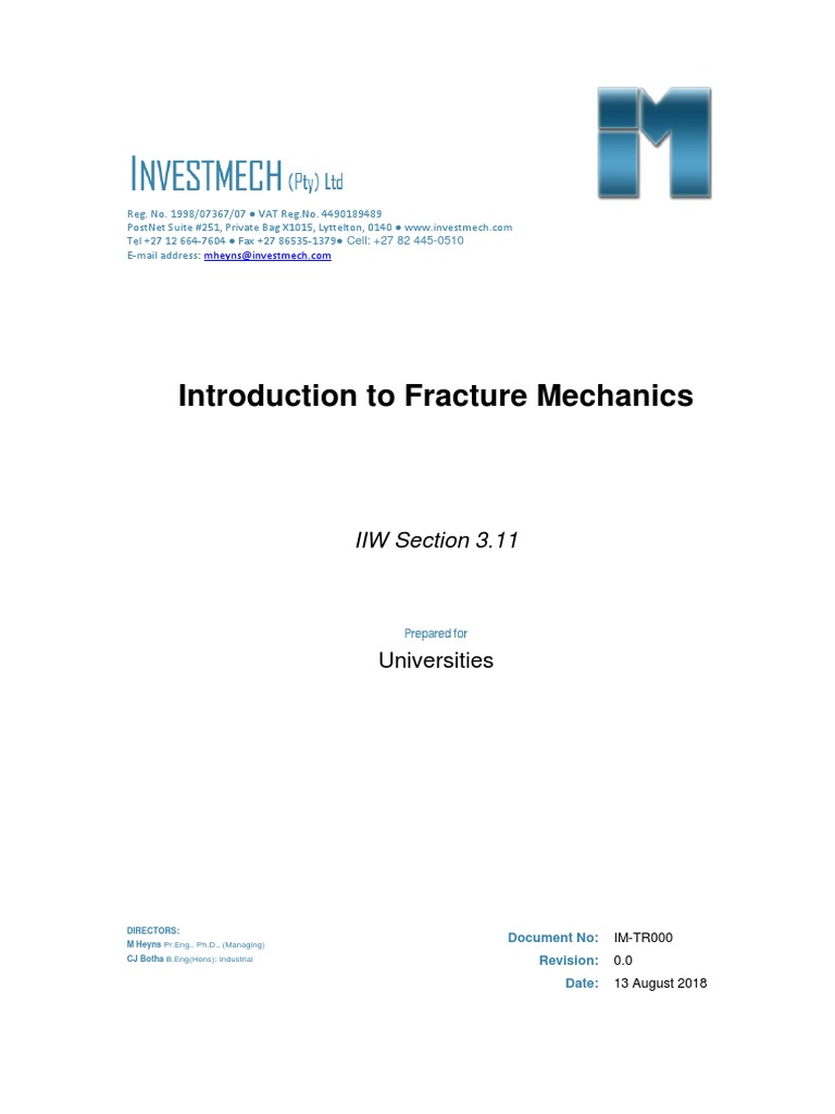 Introduction To Fracture Mechanics | PDF | Fracture | Fracture Mechanics