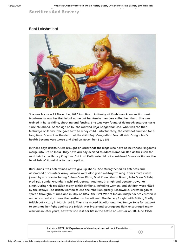 Greatest Queen Warriors in Indian History - Story of Sacrifices and ...