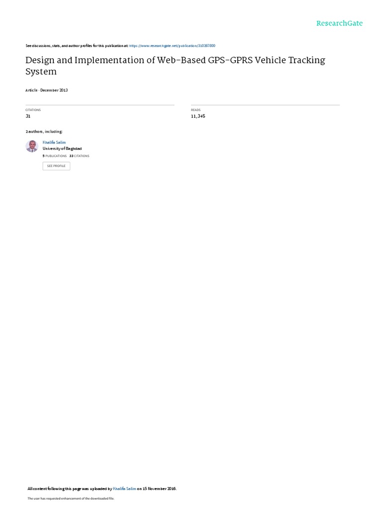 Design and Implementation of Web-Based GPS-GPRS Vehicle Tracking System | PDF | General Packet ...