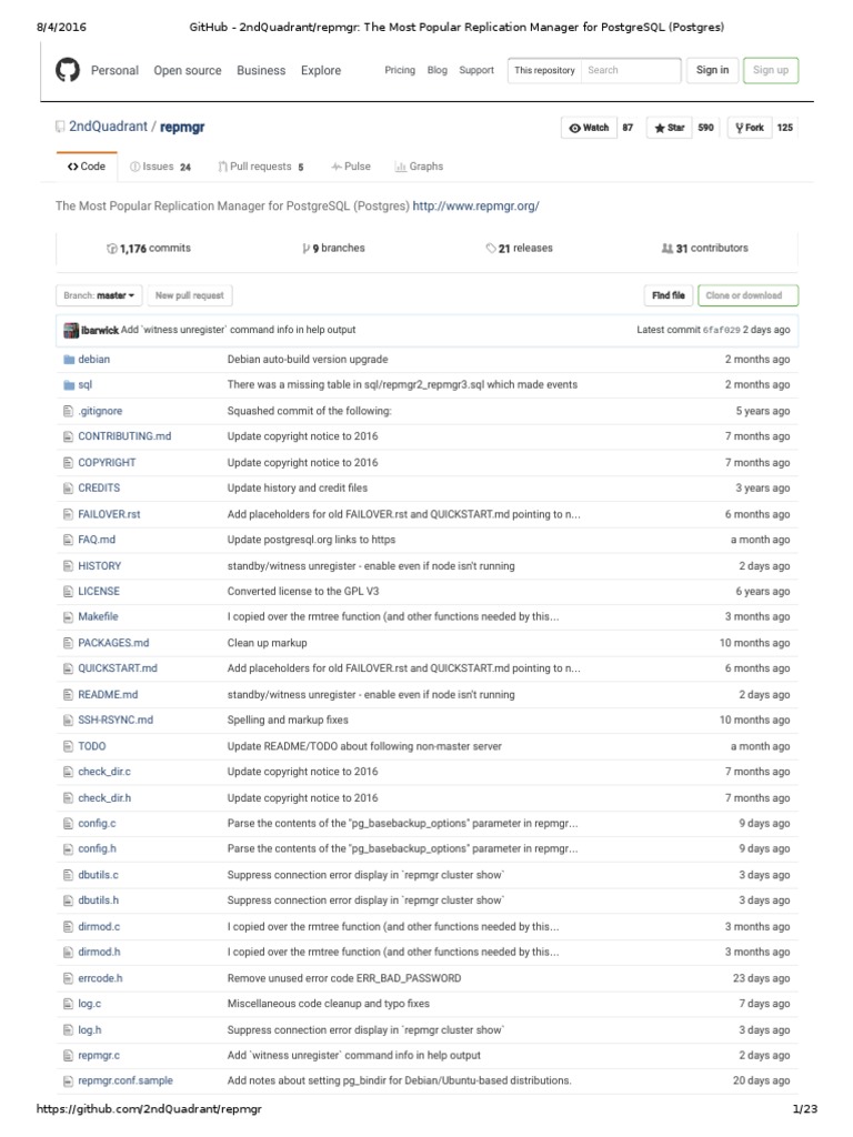 Github 2ndquadrant Repmgr The Most Popular Replication Manager For Postgresql Postgres