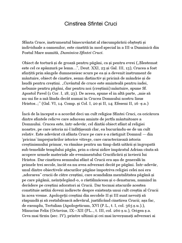 Cinstirea Sfintei Cruci | PDF