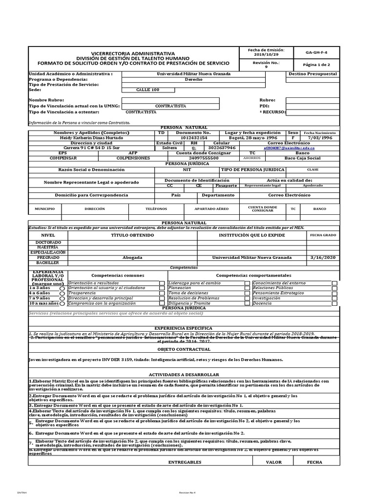 Formato Ops TH-GT-F-4 - Rev. 9 | PDF | Conceptos legales | Justicia