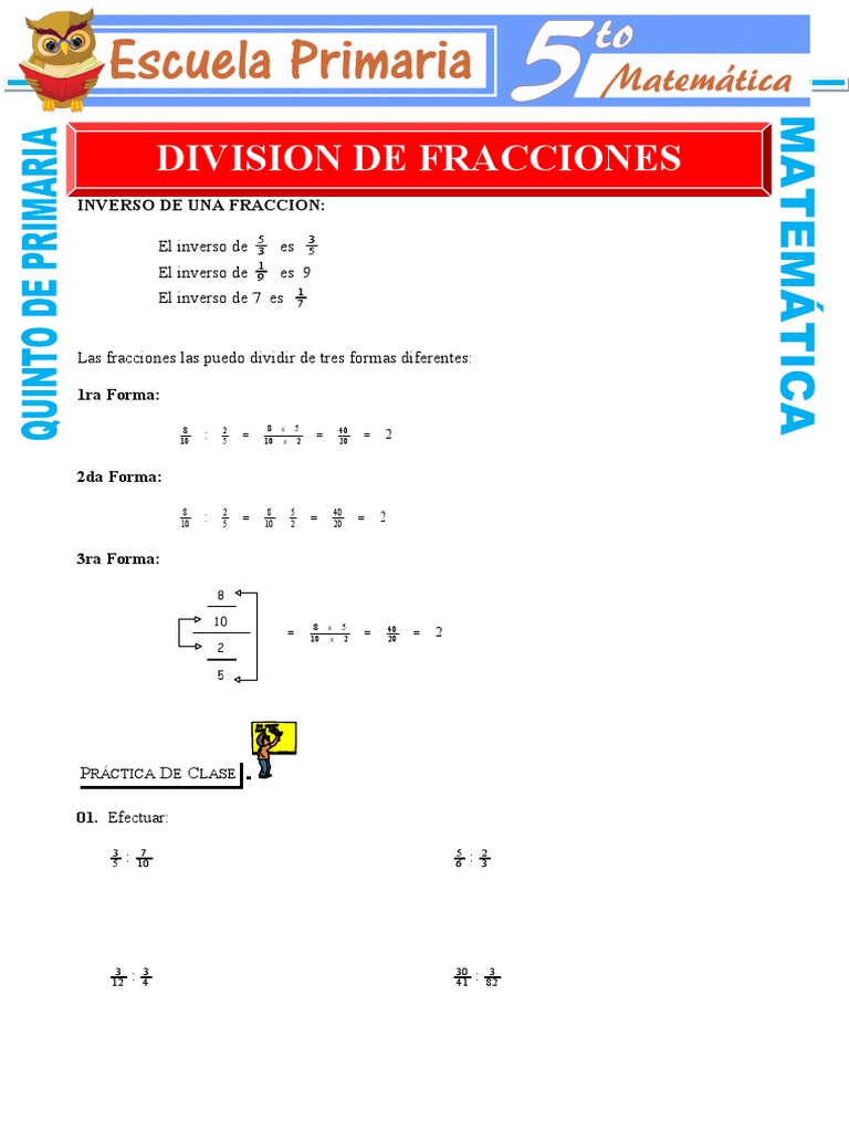 División de Fracciones para Quinto Grado | PDF | Enseñanza de matemática