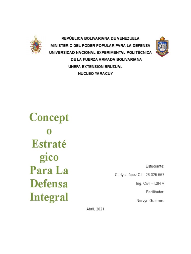 Concepto Estratégico para La Defensa Integral | PDF | Nación | Estado ...