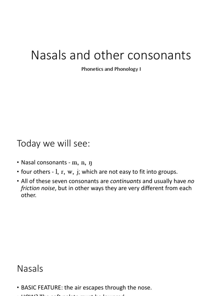 Nasals and Other Consonants | PDF | Consonant | Human Voice