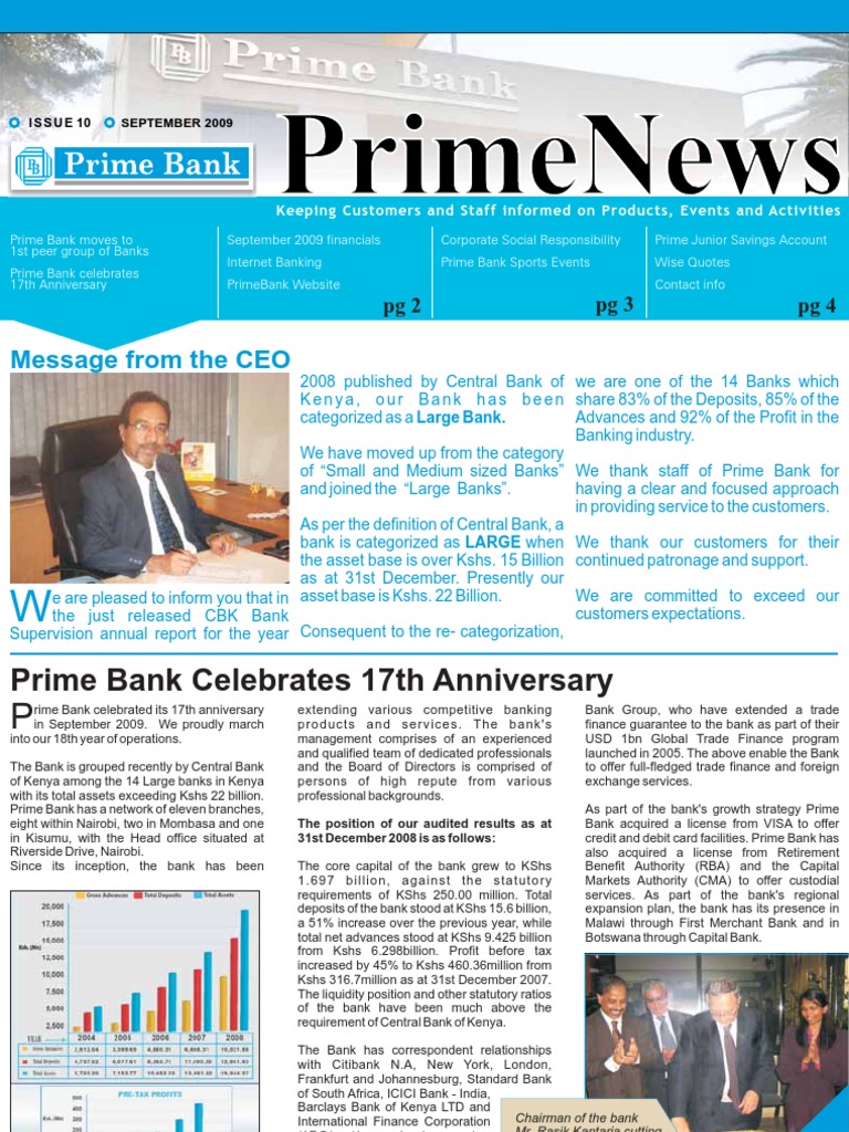 Prime Bank Becomes a Large Bank in Kenya | PDF | Workweek And Weekend ...