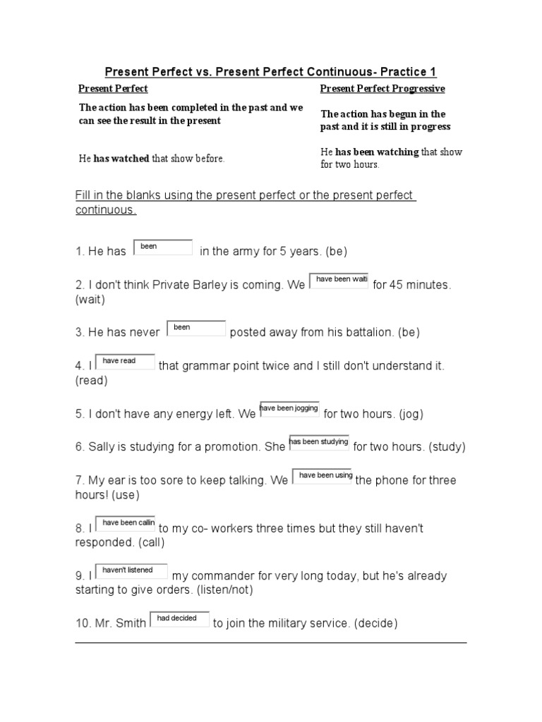 Present Perfect Vs Present P Continuous | PDF | Language Arts & Discipline