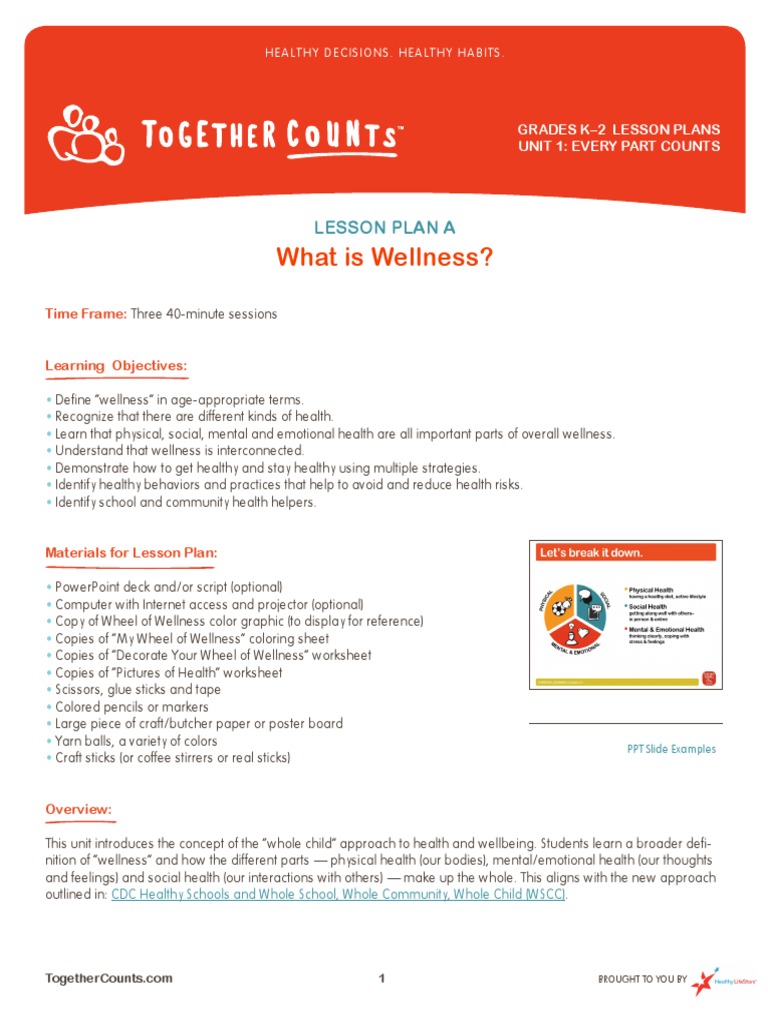 What Is Wellness?: Lesson Plan A | PDF | Friendship | Mental Health