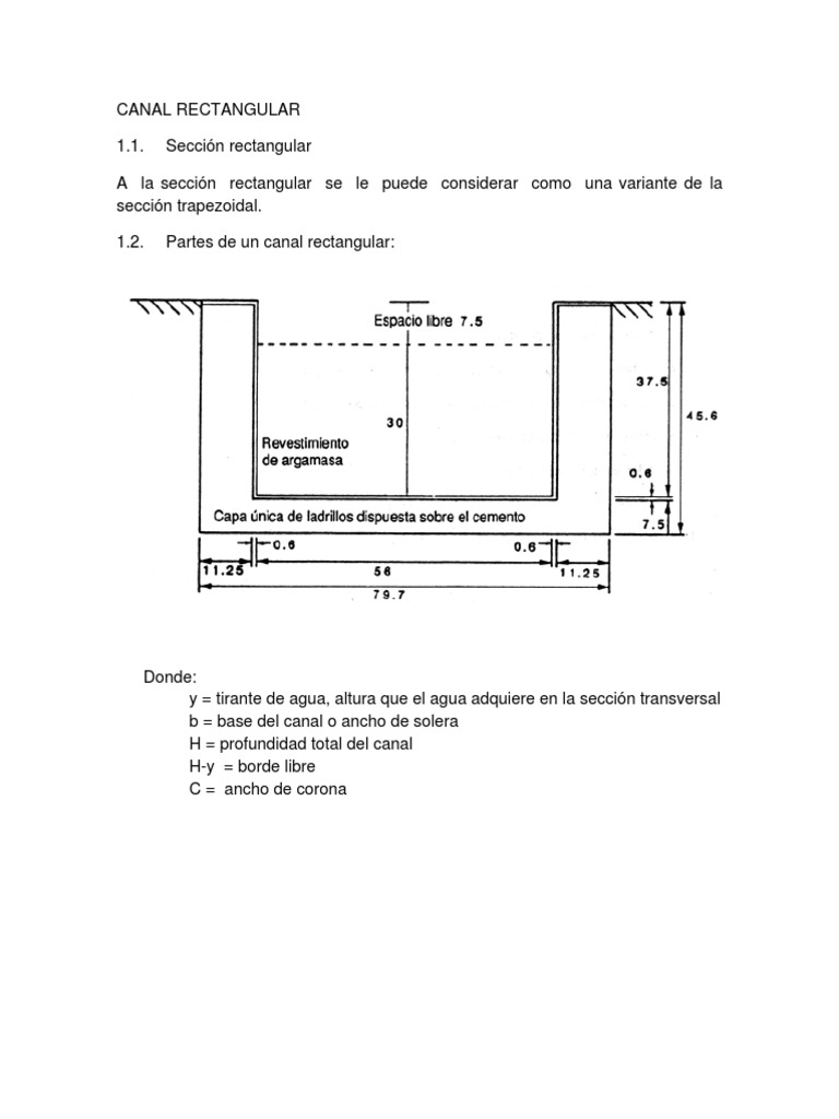 Diseno Canal Rectangular TEORIA PDF | PDF | Ecuaciones | Pendiente