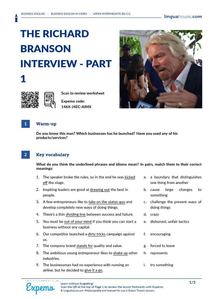 The Richard Branson Interview - Part 1: Warm-Up | PDF | Business