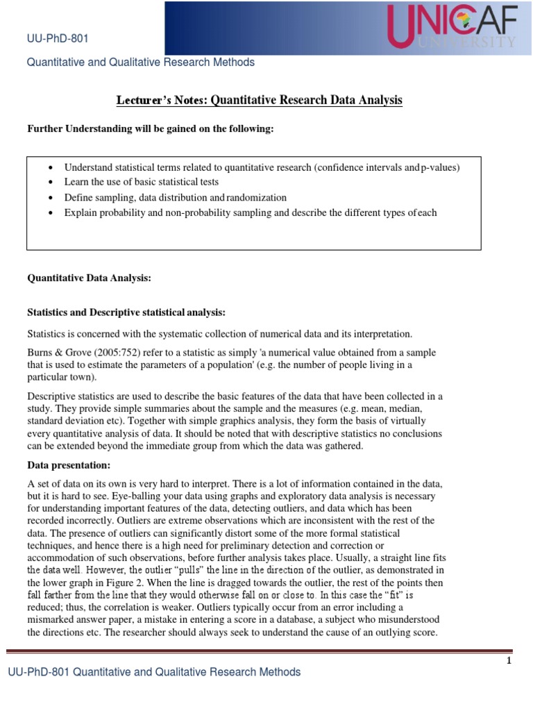 Quantitative Research Data Analysis Lecturers Notes | Download Free PDF ...