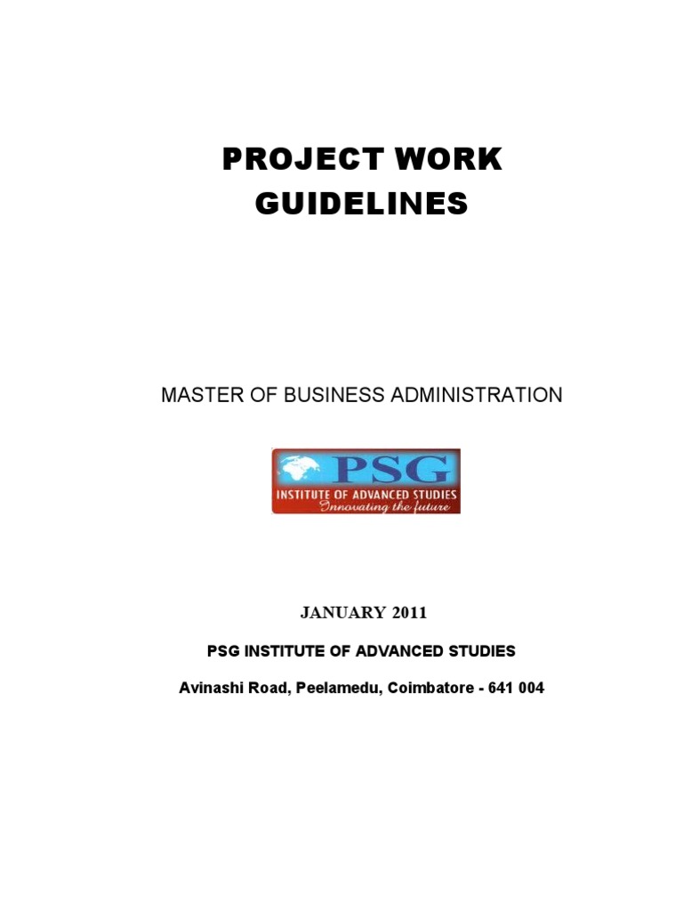 Project Work Guidelines: Master of Business Administration | PDF | Business | Science