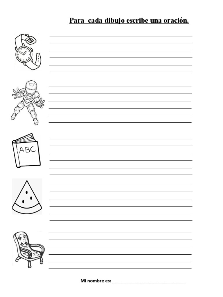 Para Cada Dibujo Escribe Una Oracion | PDF