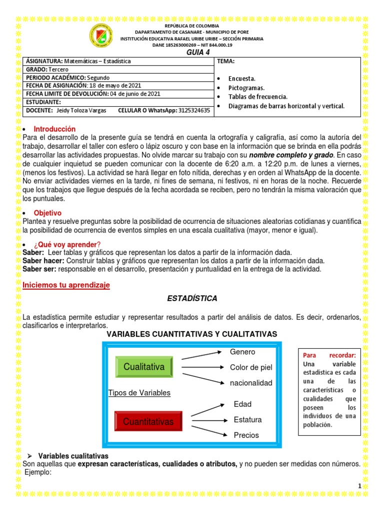 Estadística y Tablas para Tercer Grado | PDF | Estadísticas | Color