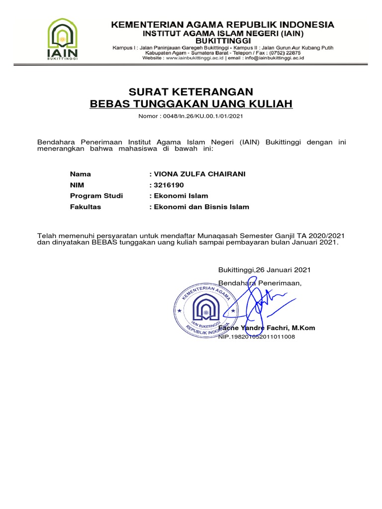 Surat Bebas UKT | PDF