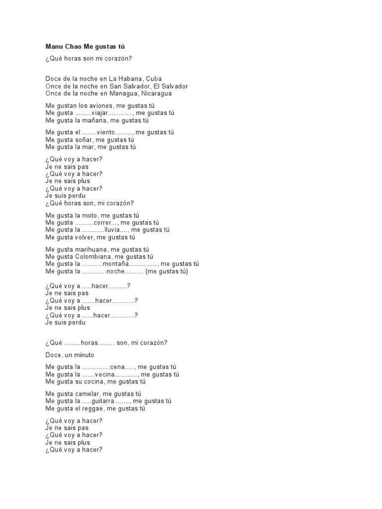 Manu Chao Me Gustas Tú | PDF