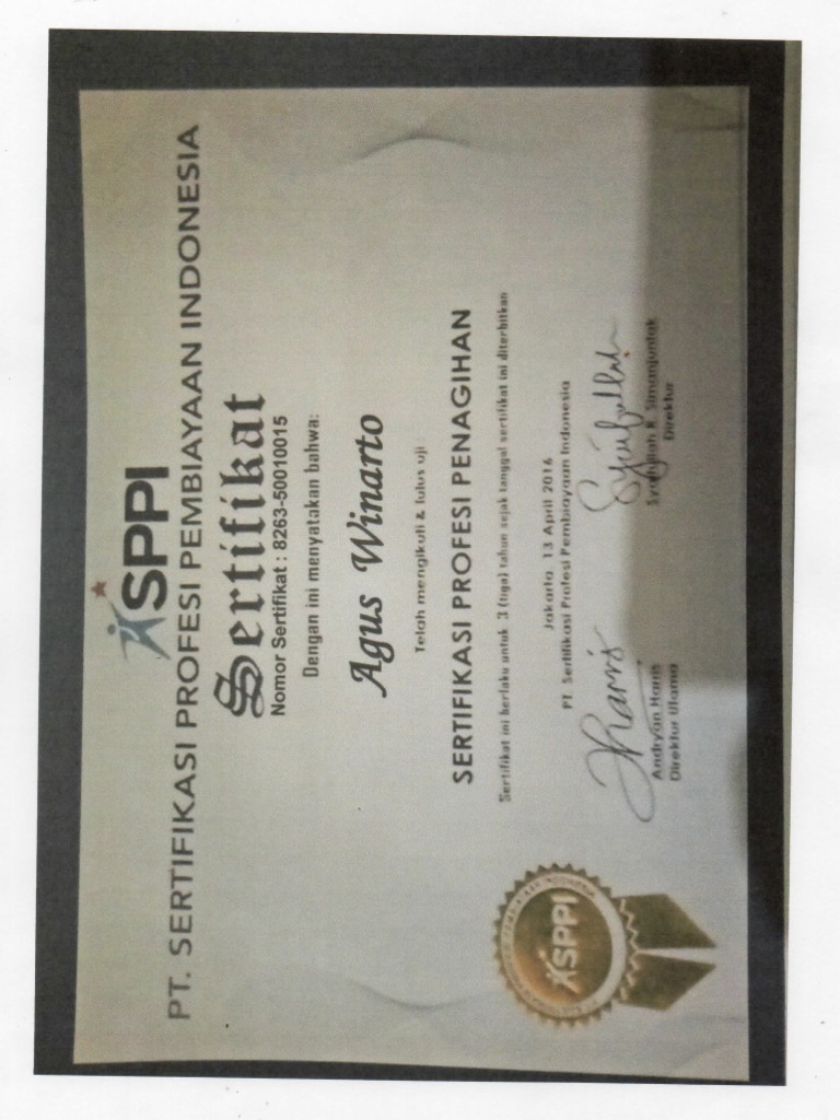 Sertifikat SPPI | PDF