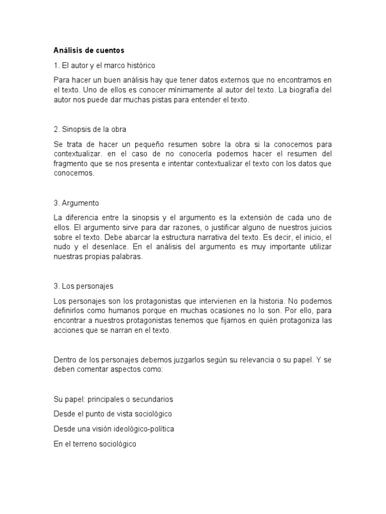 Análisis de Cuentos | PDF | Hora | Narrativa