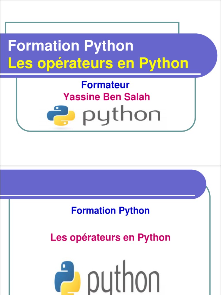 4 Les Opérateurs En Python Yassine Ben Salah Download Free Pdf Division Multiplication 