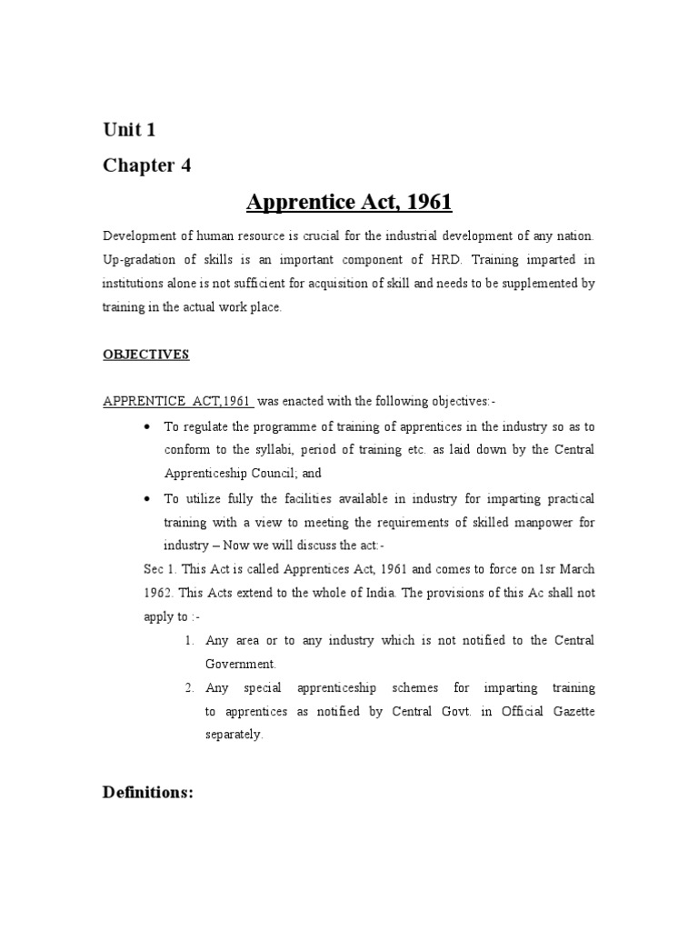 Overview of the Apprentice Act, 1961 | PDF | Apprenticeship ...