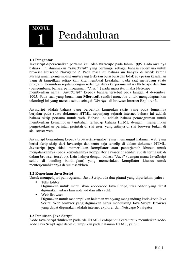 JavaScript Bagian 1 | PDF