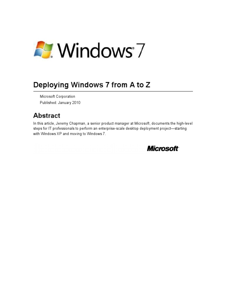 Deploying Windows 7 From A To Z | PDF | Windows 7 | Microsoft Windows