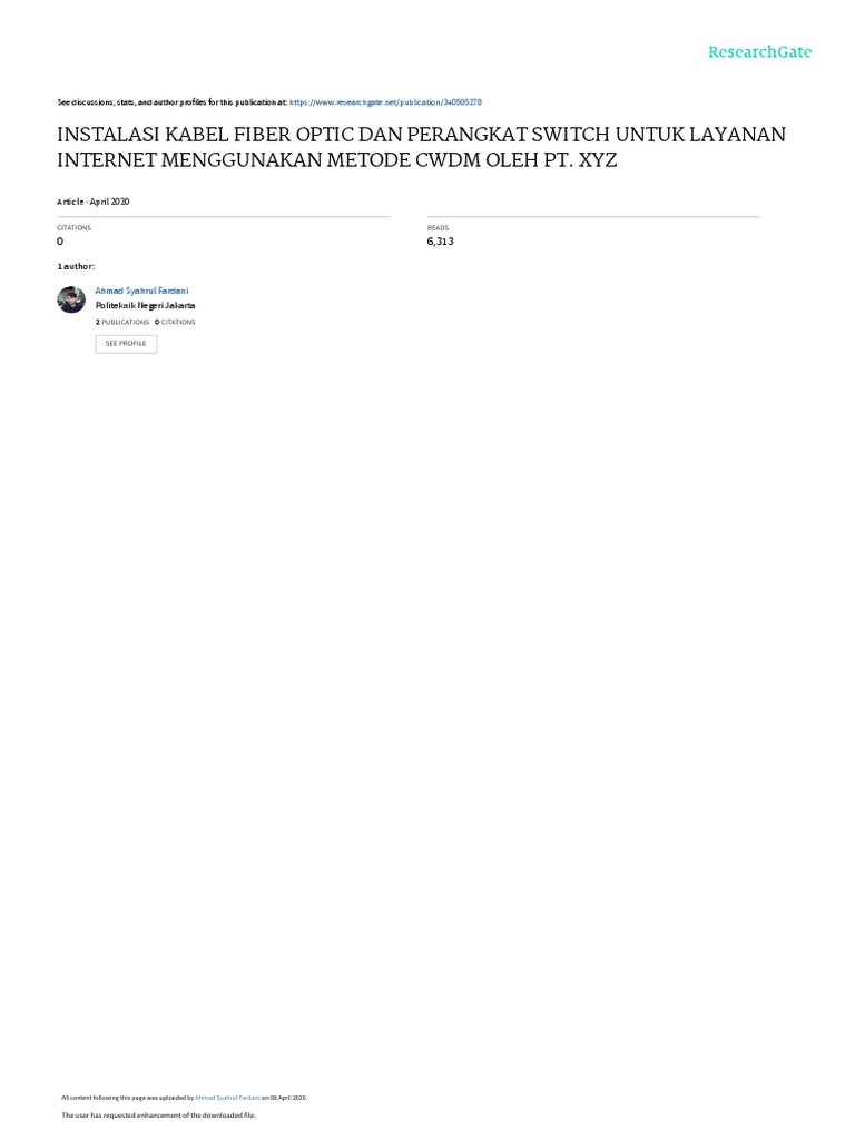 Instalasi Kabel Fiber Optic Dan Perangkat Switch Untuk Layanan Internet ...