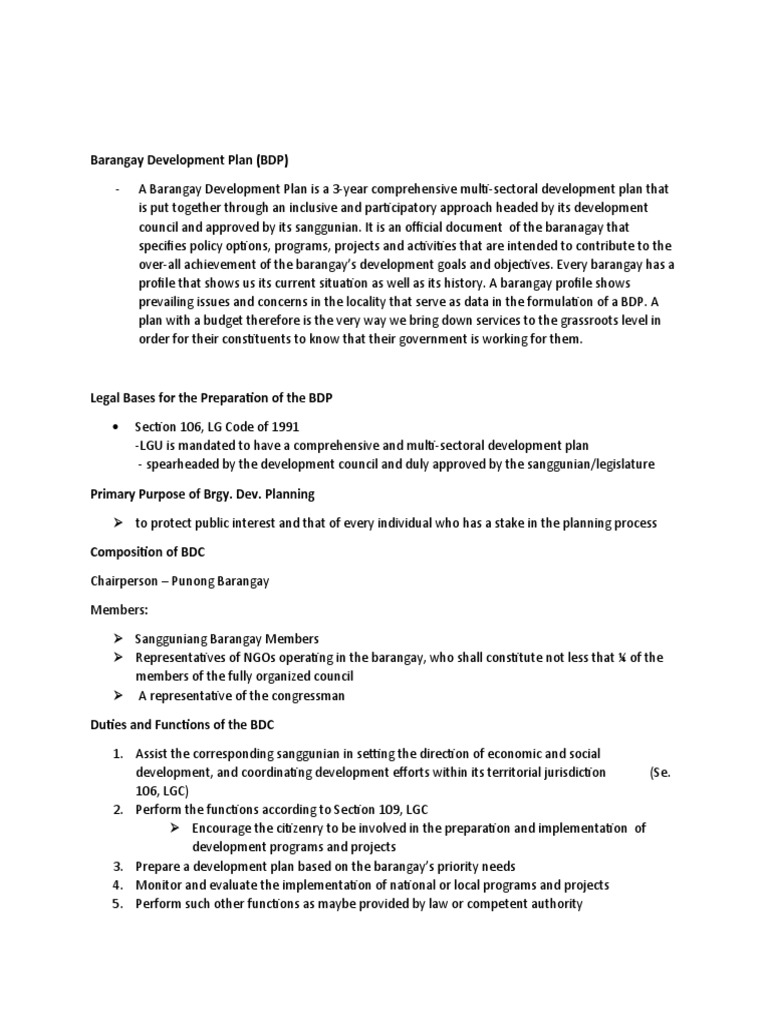 Barangay Development Plan (BDP) | PDF | Monitoring And Evaluation ...