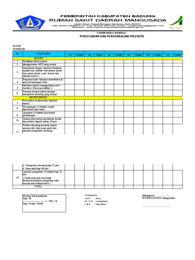 Form Audit Phlebitis | PDF