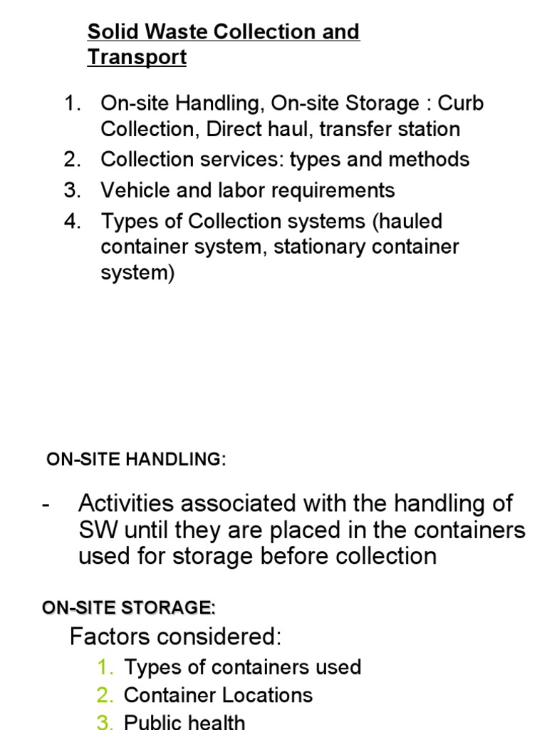 Solid Waste Collection Methods Overview | PDF | Truck | Employment