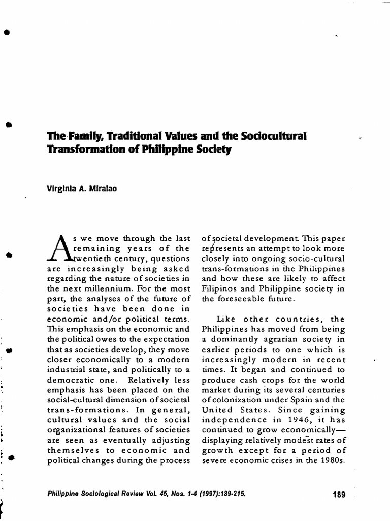 The - Family Traditional Values and The Sociocultural Transformation of ...