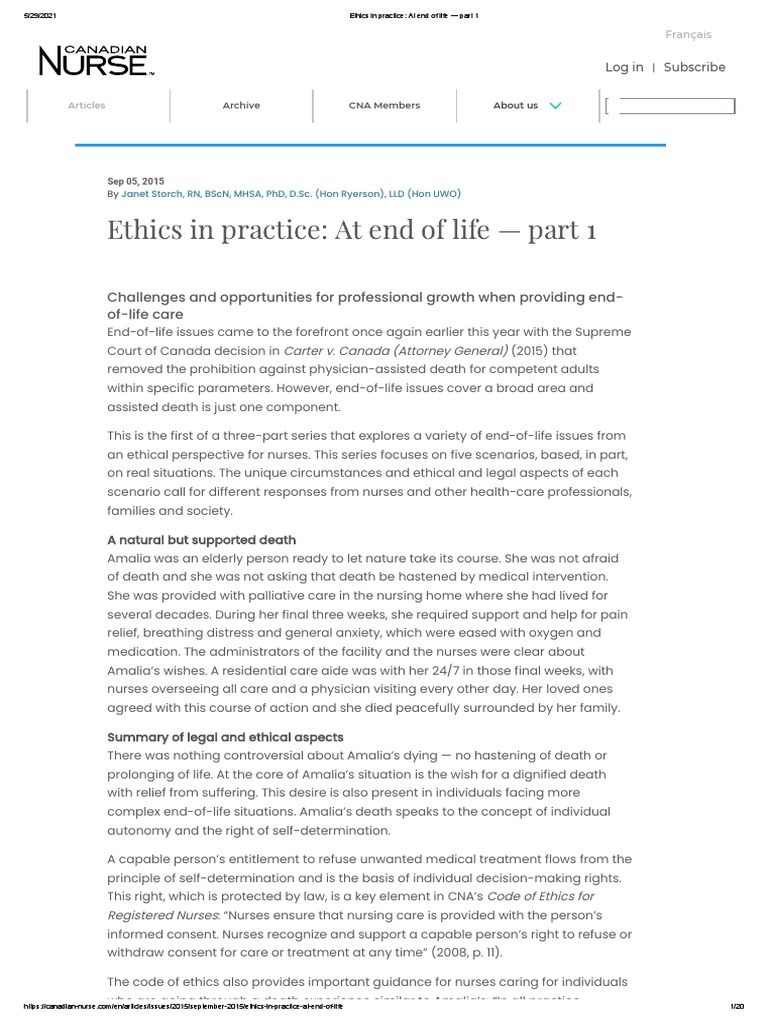 Ethics in Practice - at End of Life - Part 1 | PDF | Palliative Care ...