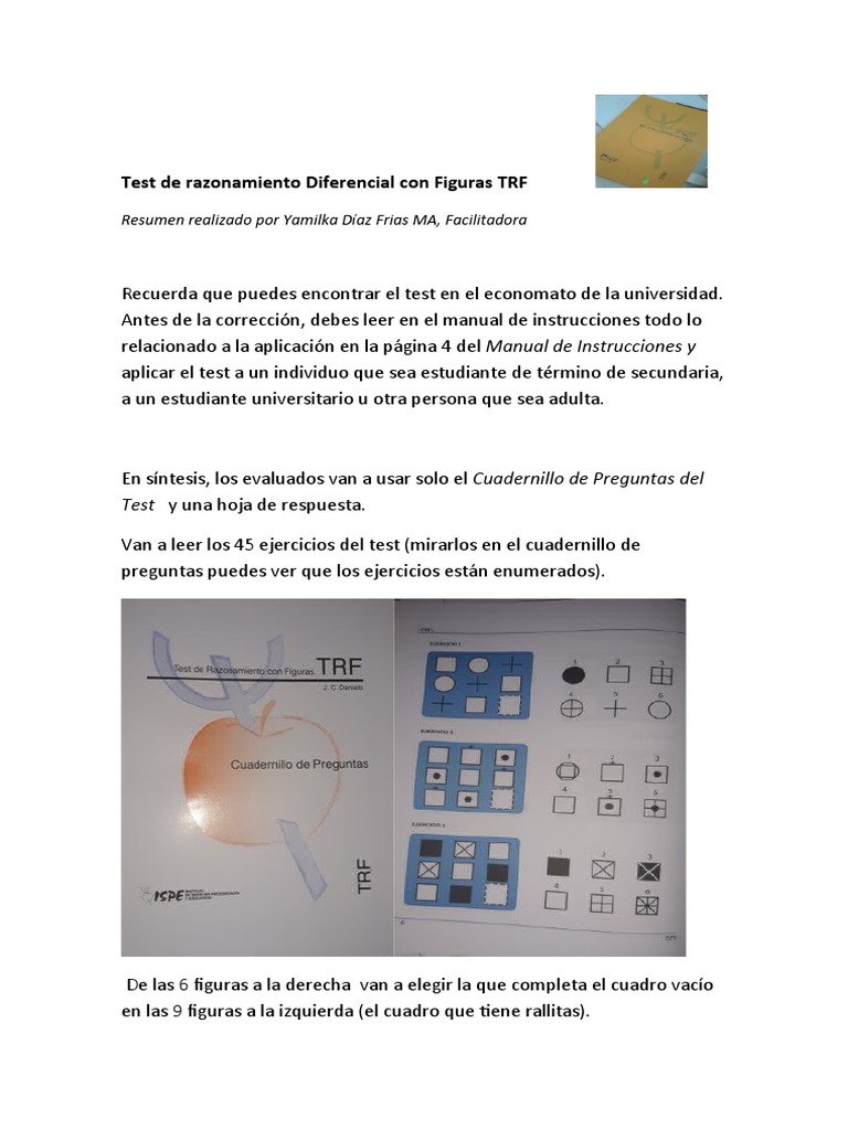 Test de Razonamiento Diferencial TRF | PDF | Cognición | Sicología