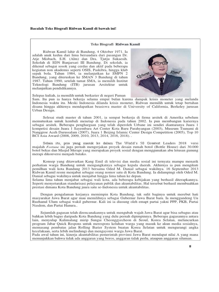 Teks Biografi Ridwan Kamil | PDF