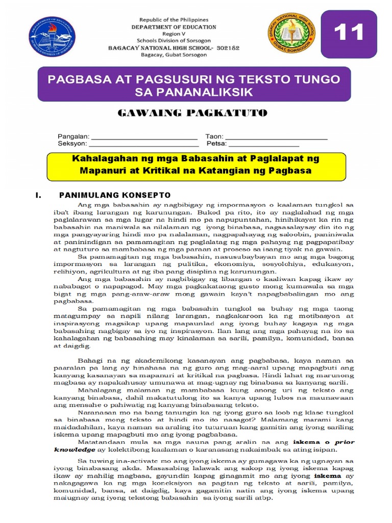 Kahalagahan NG Babasahin | PDF