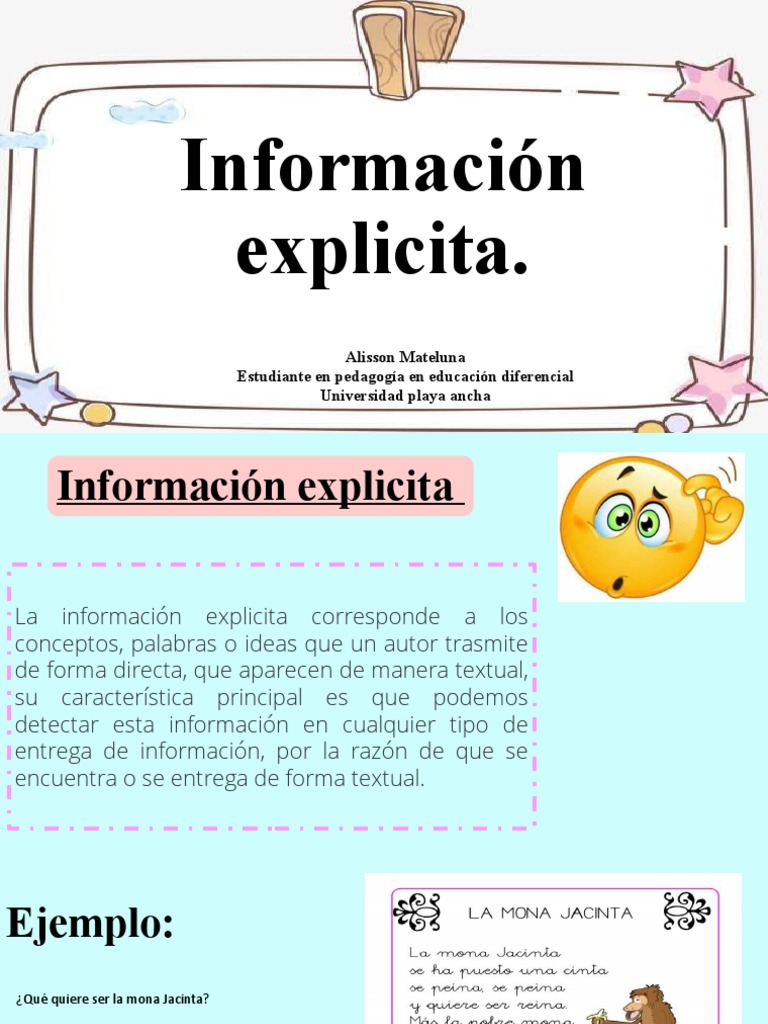 Definición y Ejemplos de Información Explícita | PDF | Arte | Libros ...