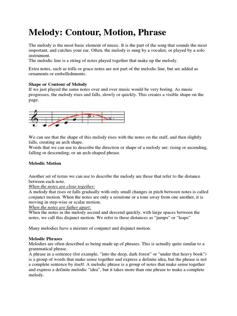 Melody - Contour Motion Phrase | PDF | Phrase | Musical Compositions