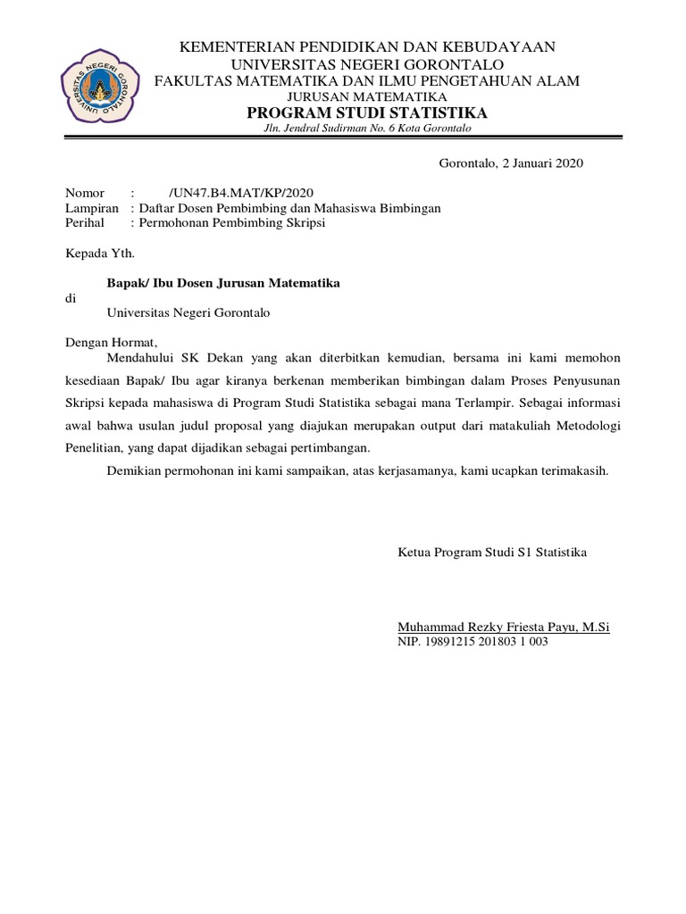 Surat Permohonan Pemb Skripsi | PDF