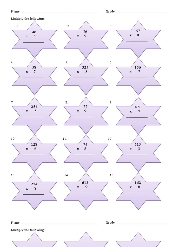 Multiplication Worksheet Grade 3 | PDF