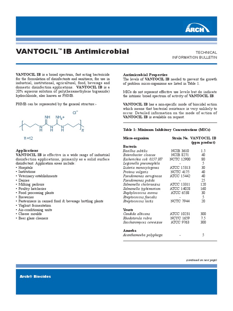 Vantocil IB Antimicrobials | PDF | Disinfectant | Antimicrobial
