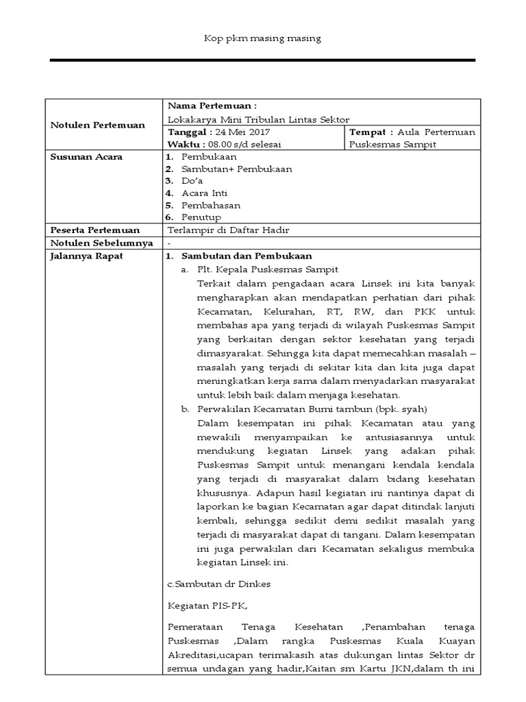 Contoh-Notulen Rapat Lokmin Tribulan Pertama Linsek | PDF