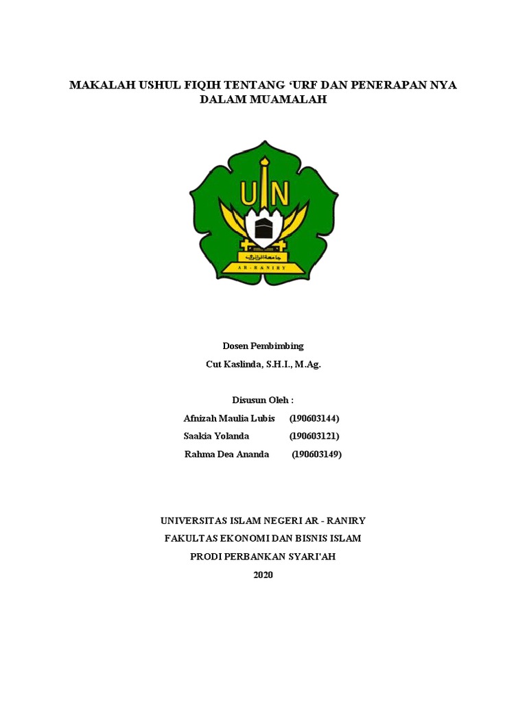 Makalah Ushul Fiqih Tentang 'Urf dan Penerapannya | PDF