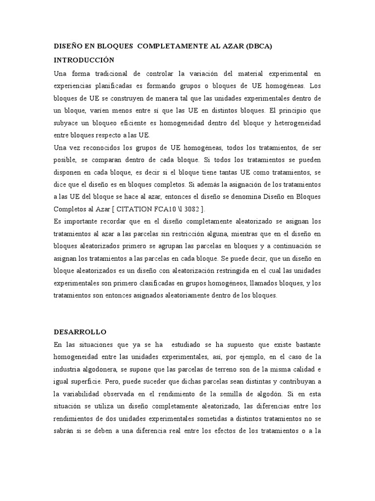 DBCA | PDF | Diseño de experimentos | Experimentar