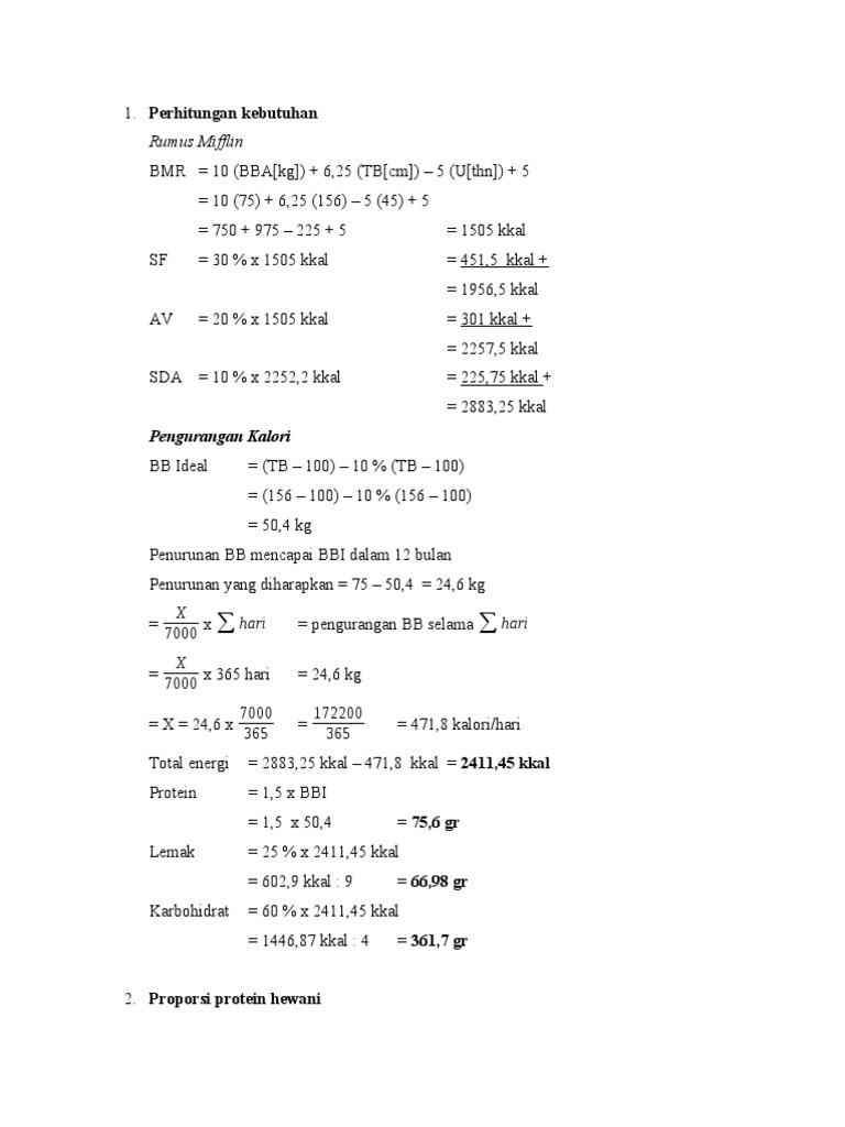 Rumus Mifflin: Pengurangan Kalori | PDF | Calorie | Nutrients
