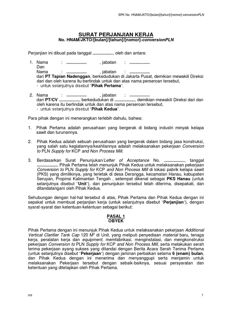 Bab 3 Draft SPK - HNAM Conversion To PLN Supply Fo KCP and Non Mill ...