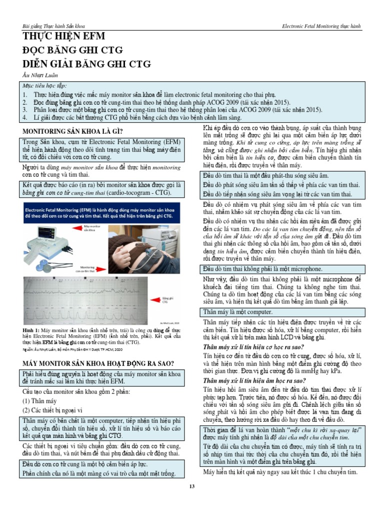 Thực Hiện Efm Đọc Băng Ghi Ctg Diễn Giải Băng Ghi Ctg: Âu Nhựt Luân Mục tiêu học tập | PDF
